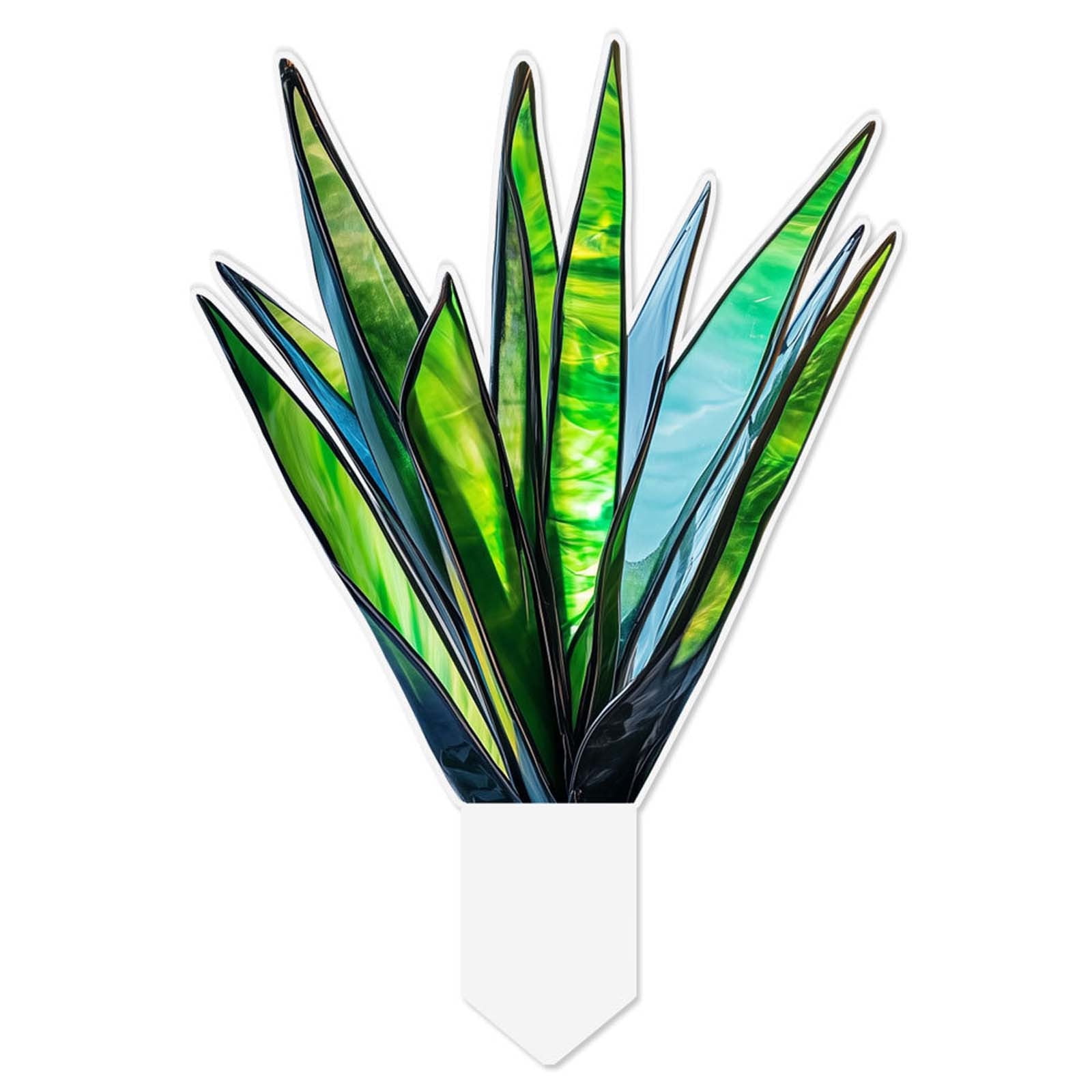 Darzheoy Stained Glass, Tequila Agave Aloe Potted Plant Windowsill ...