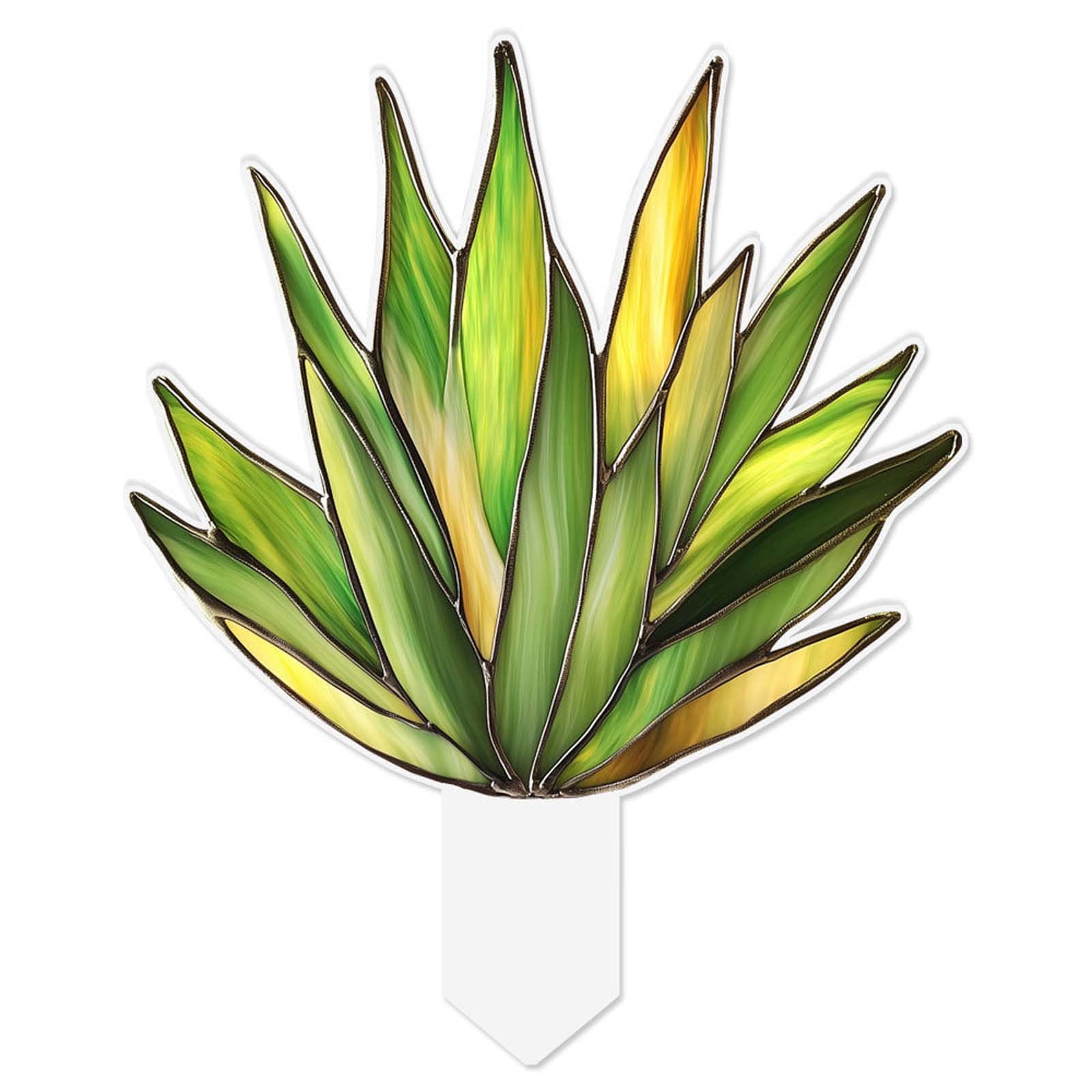 Darzheoy Stained Glass, Tequila Agave Aloe Potted Plant Windowsill ...