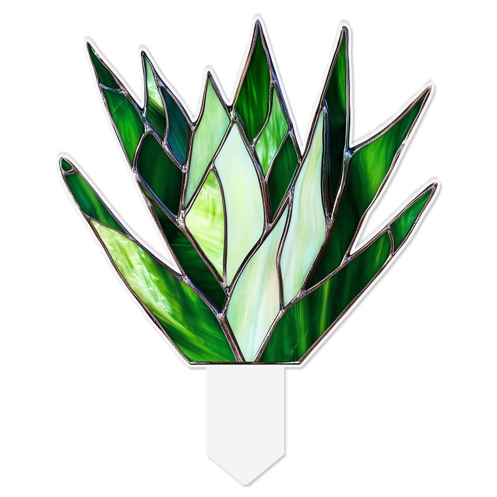 Darzheoy Stained Glass Succulent, Tequila Agave Aloe Potted Plant ...