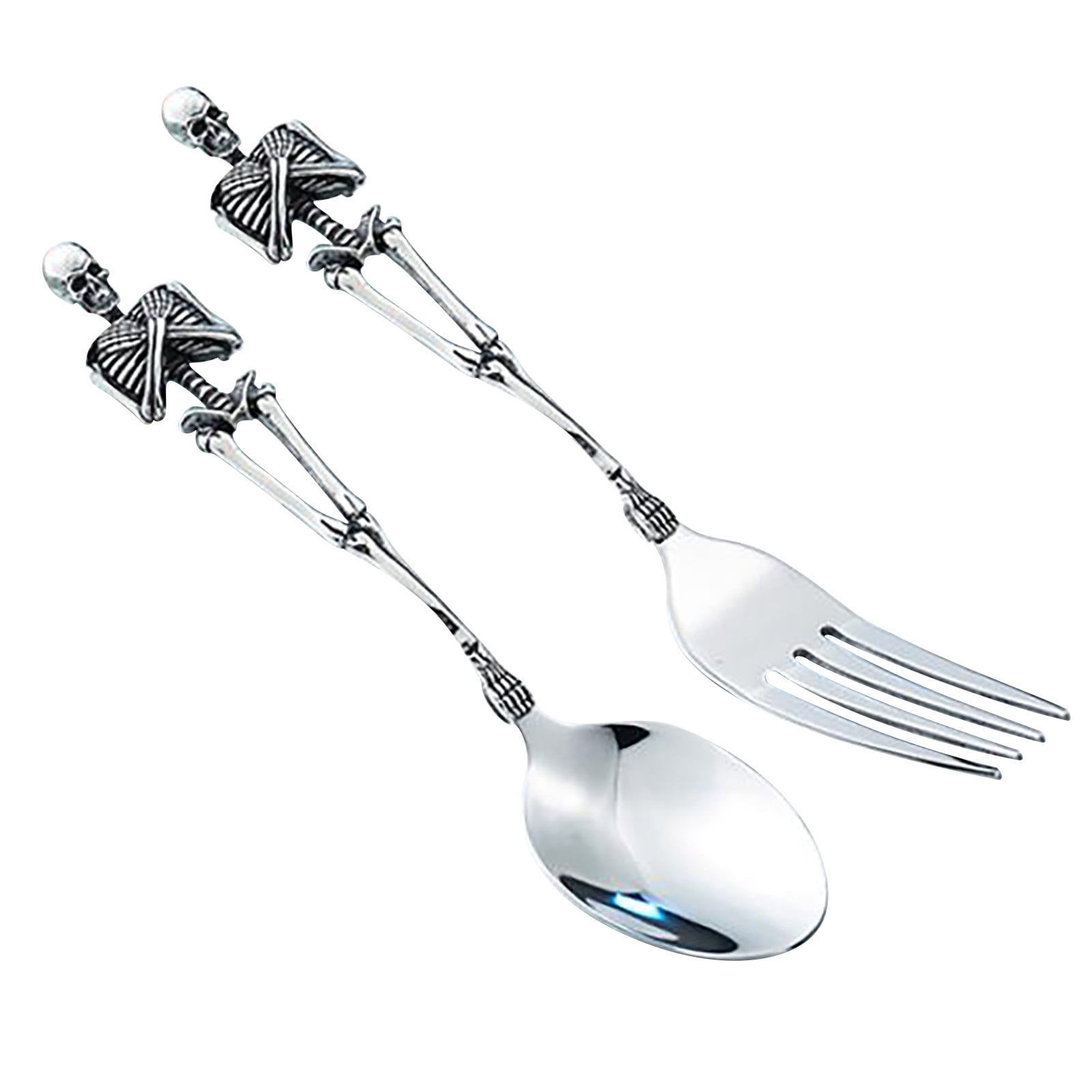 Darzheoy Stainless Steel Skeleton Skull Spoon and Fork Flatware ...