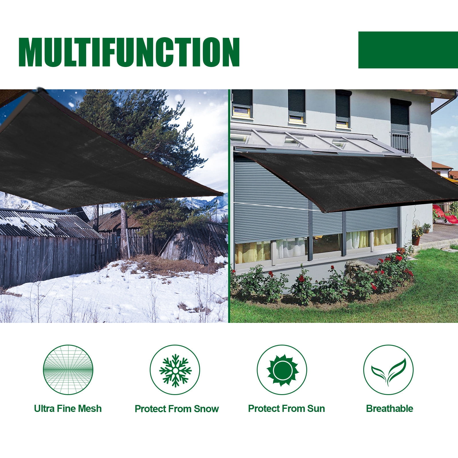 Darzheoy Sun Shade Sail 6.5/10/13/16.5/20/26 FT Rectangle Canopy ...