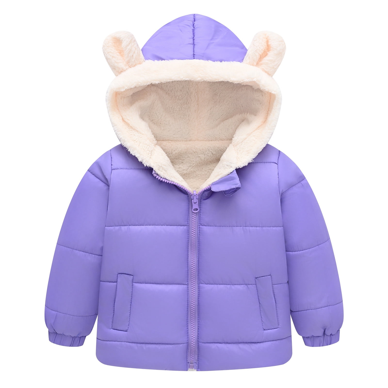 Darzheoy Toddler Kids Baby Boys Girls Winter Warm Solid Coats Bear Ears Hooded Padded Jacket ...