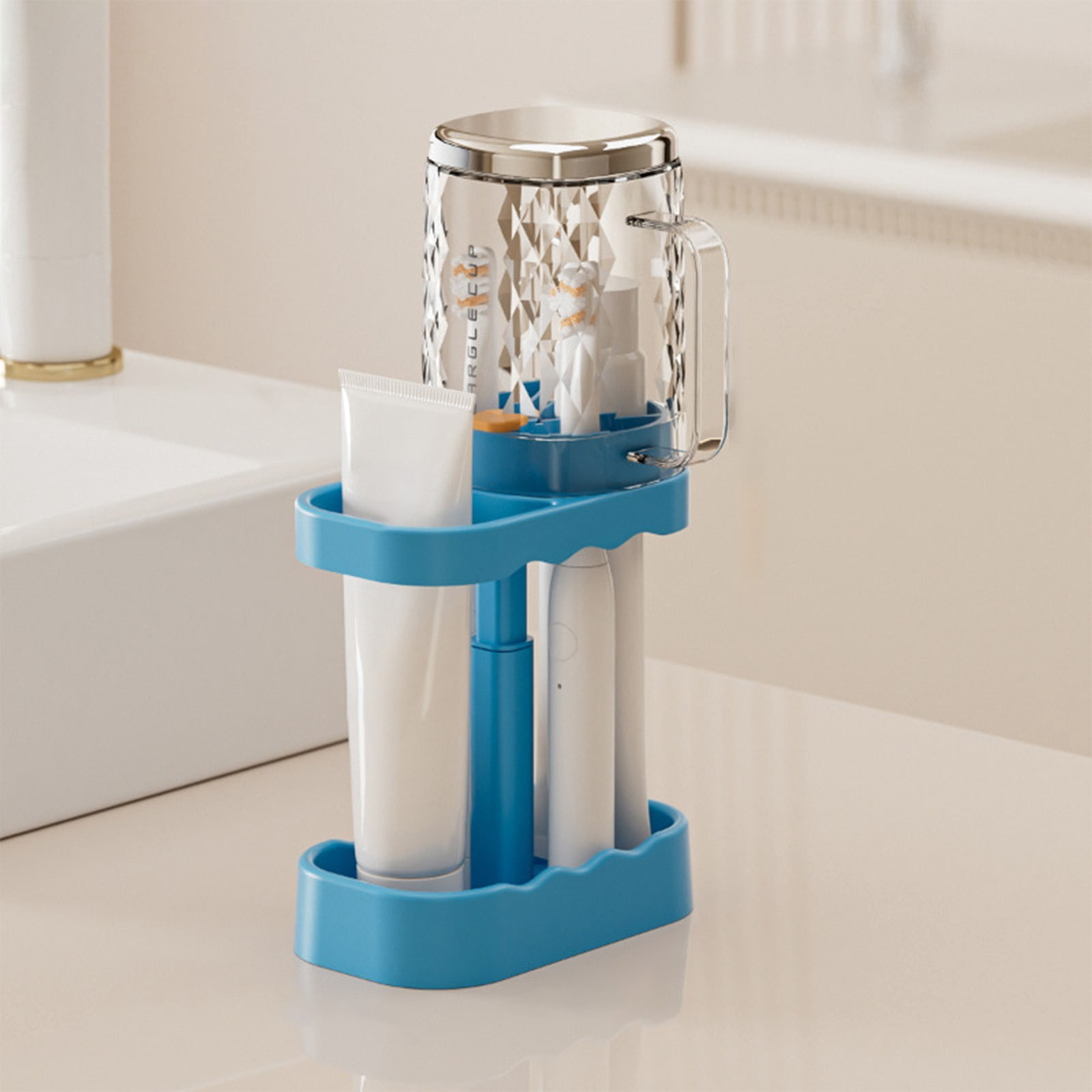 Darzheoy Toothbrush Holders Stand with Cup Rack, Space-Saving hroom ...