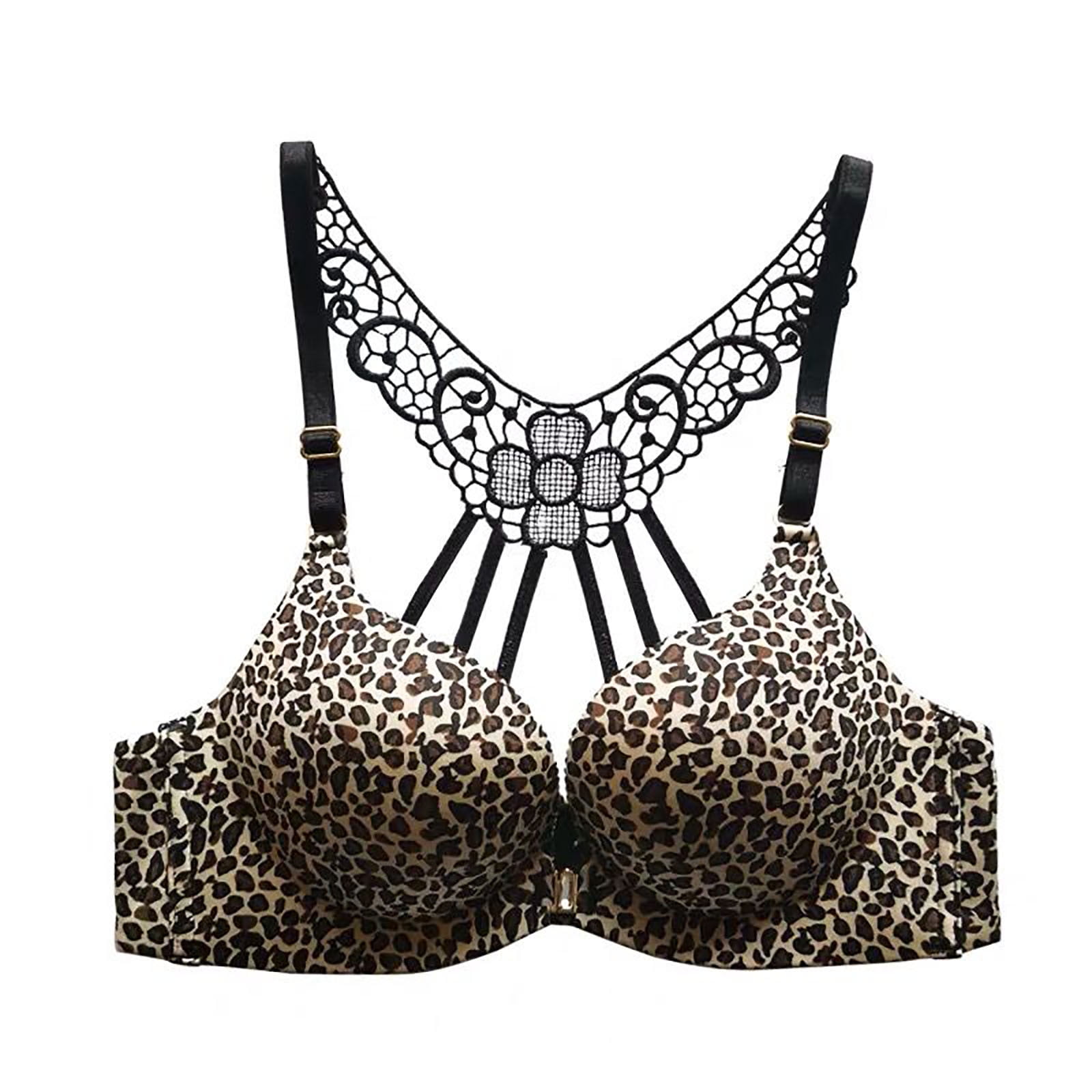 Darzheoy Women Sexy Leopard Print Beautiful Back Lace Bra Non-marking ...