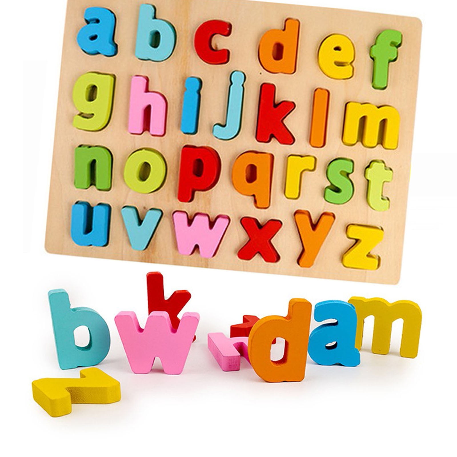 Darzheoy Wooden Alphabet Learning Puzzle Educational Learning Toys Wood ...
