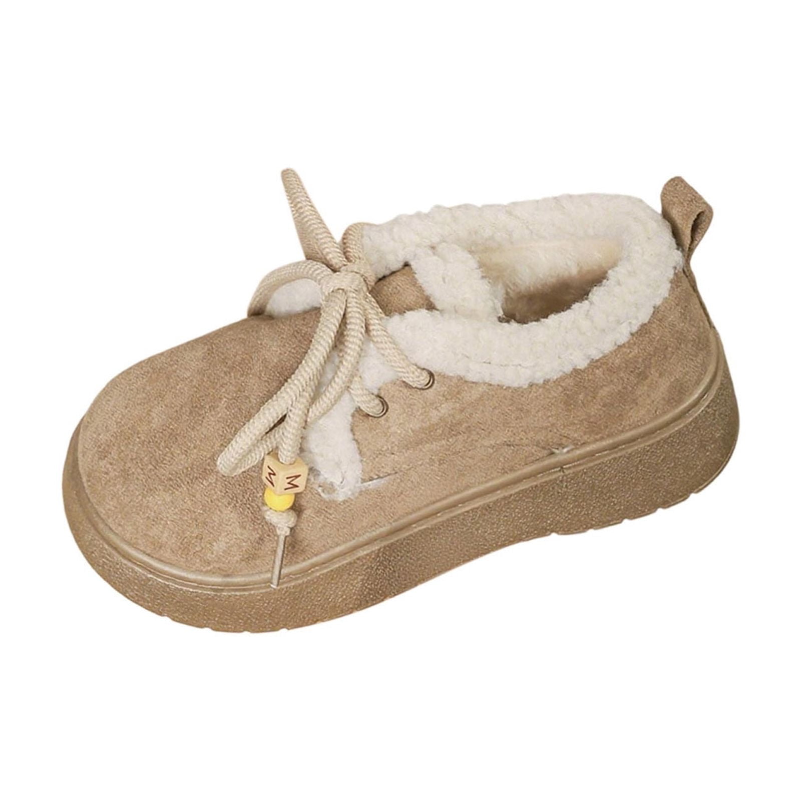 Dasayo Ankle Booties for Women Winter Furry Yellow Round Toe Lace up ...