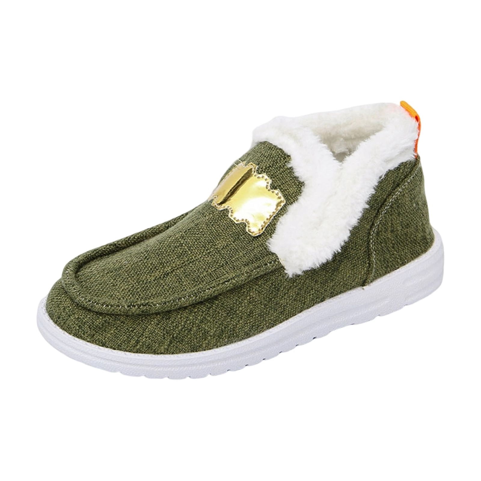 Dasayo Ankle Women's Boots Furry Green Winter Fleece Lined Snow Flat ...