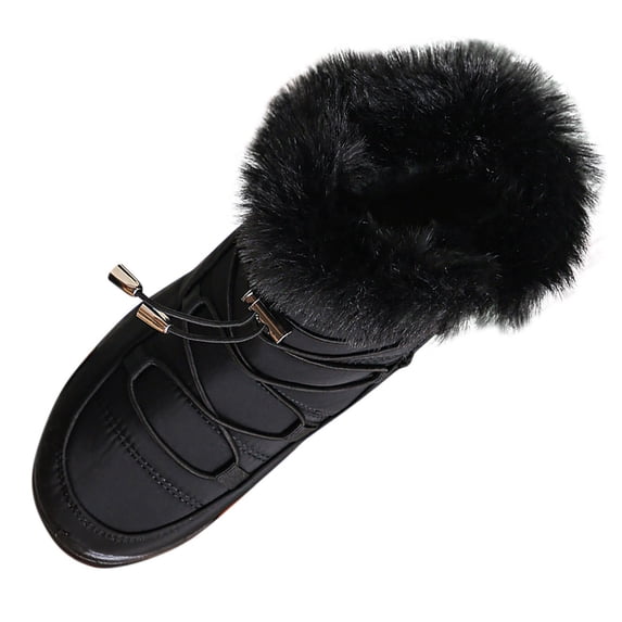 Dasayo Ankle Womens Booties Black Winter Furry Snow Fuzzy Non Slip ...