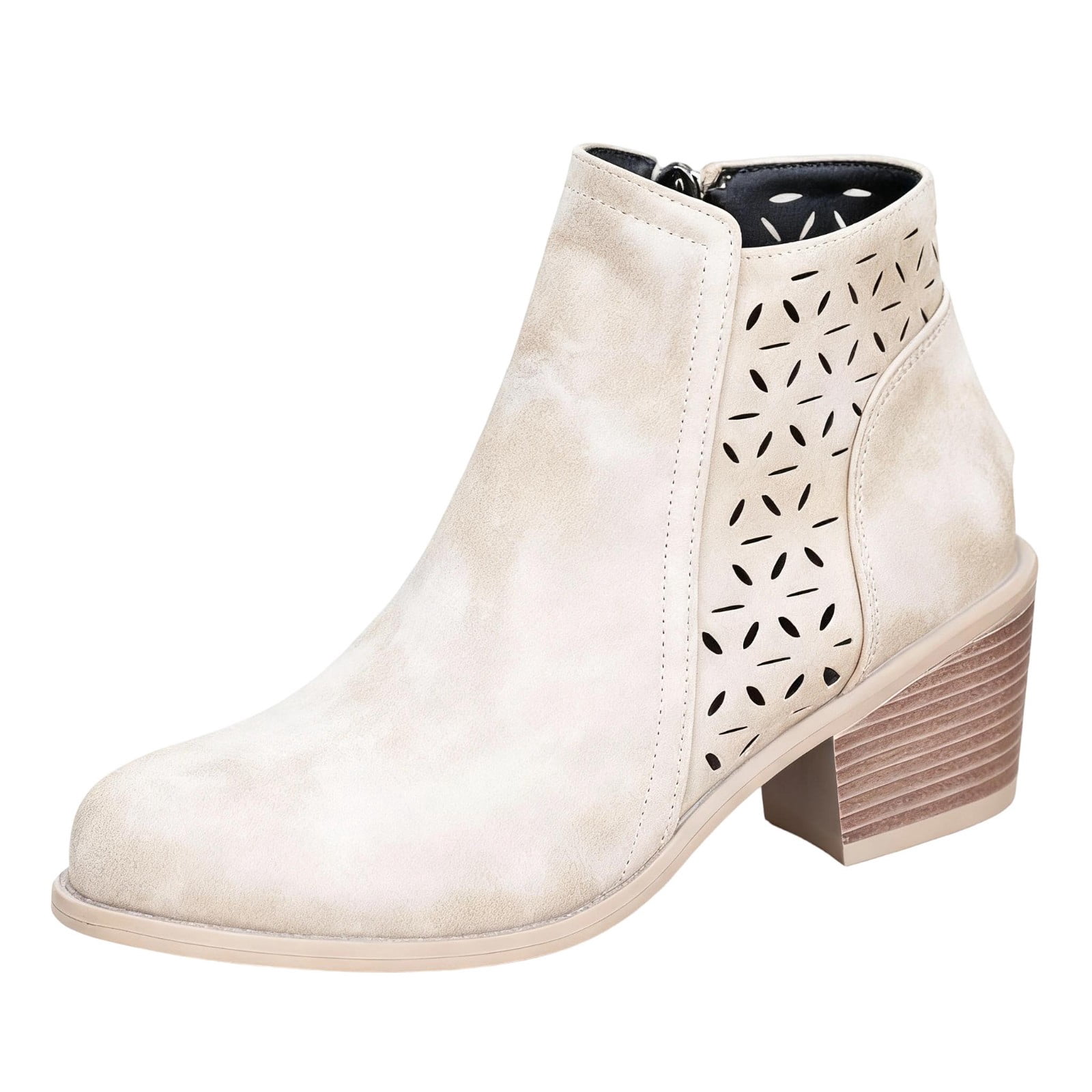 Dasayo Ankle Womens Booties Yellow Western Cutout Low Heel Snip Toe ...