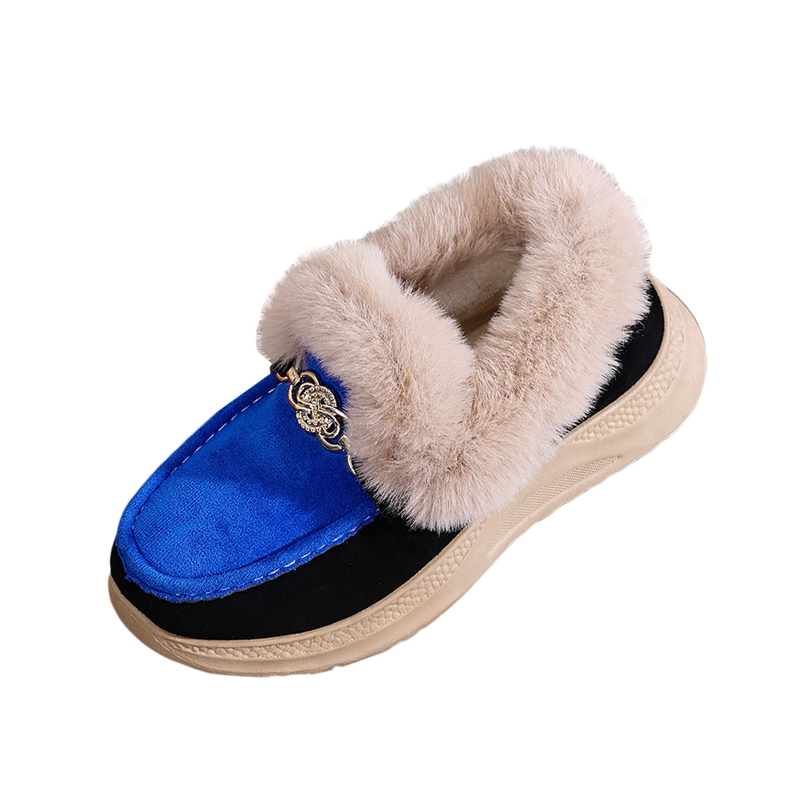 Dasayo Blue Women's Boots Ski Ankle Snow Winter Furry Bow Non Slip ...