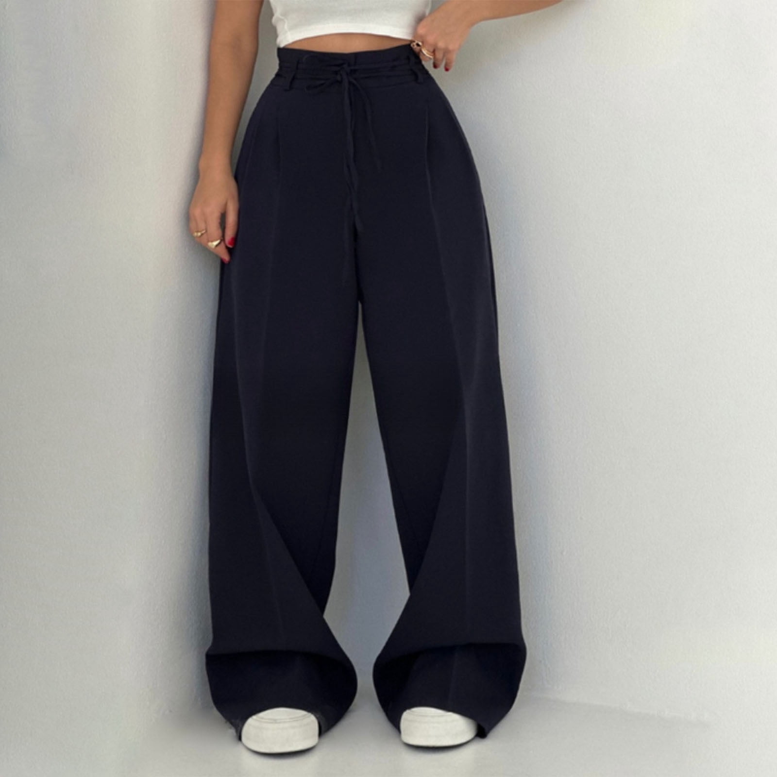 Dasayo Blue Womens Pants High Waist Wide-Leg Formal Palazzo Outfits ...