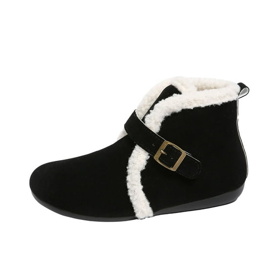 Dasayo Booties for Women Ankle Snow Black Furry Flat Winter House ...