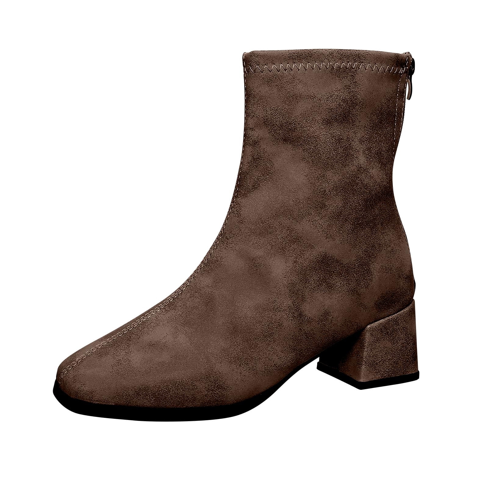 Dasayo Bronze Boots Women Pointed Toe Dress Ankle Classic Low Heel Faux ...