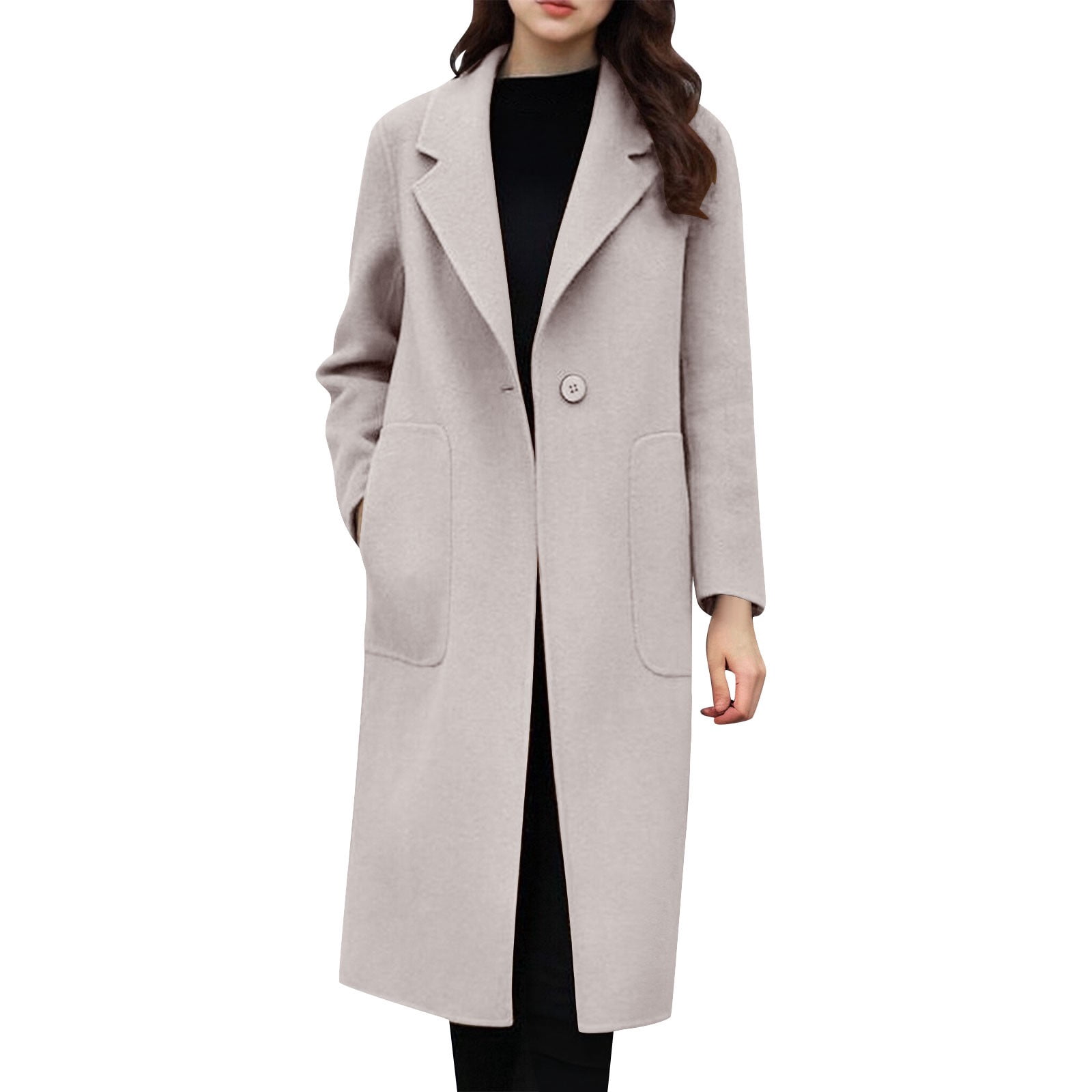 Dasayo Coat Women Trench Wool White Pea Work Long Collared Coats Womens ...