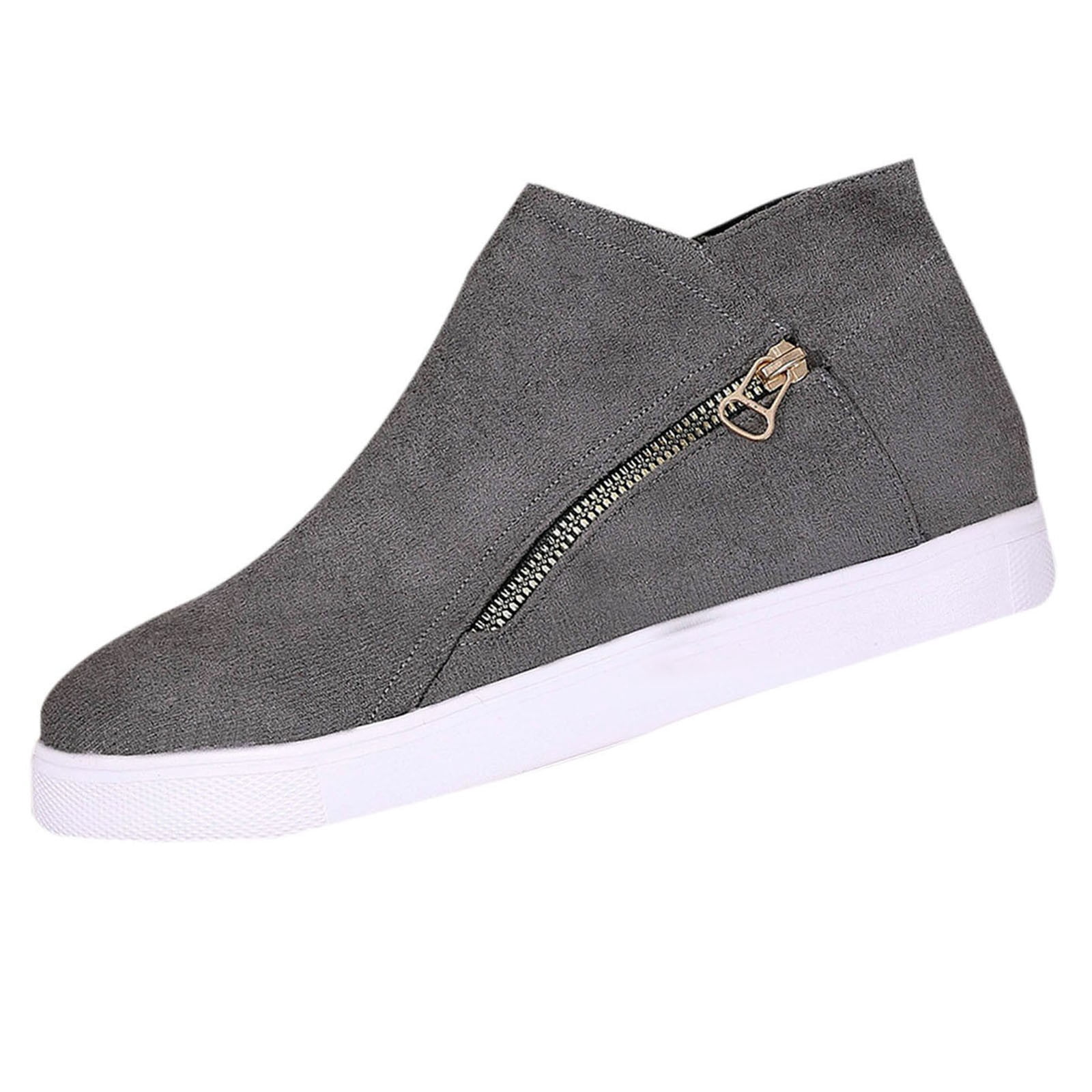 Dasayo Fall Women Boots Footwear Gray Comfortable Ankle Side Zip Casual ...