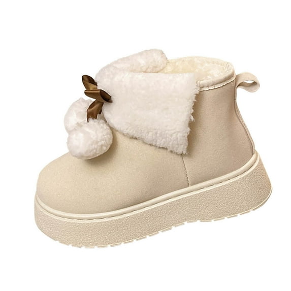 Dasayo Furry Women Booties Ankle Beige Snow Winter Fuzzy House Ski ...