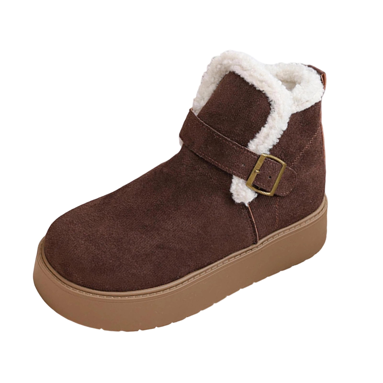 Dasayo Furry Women Booties Ankle Bronze Ski Winter Snow Fuzzy House ...