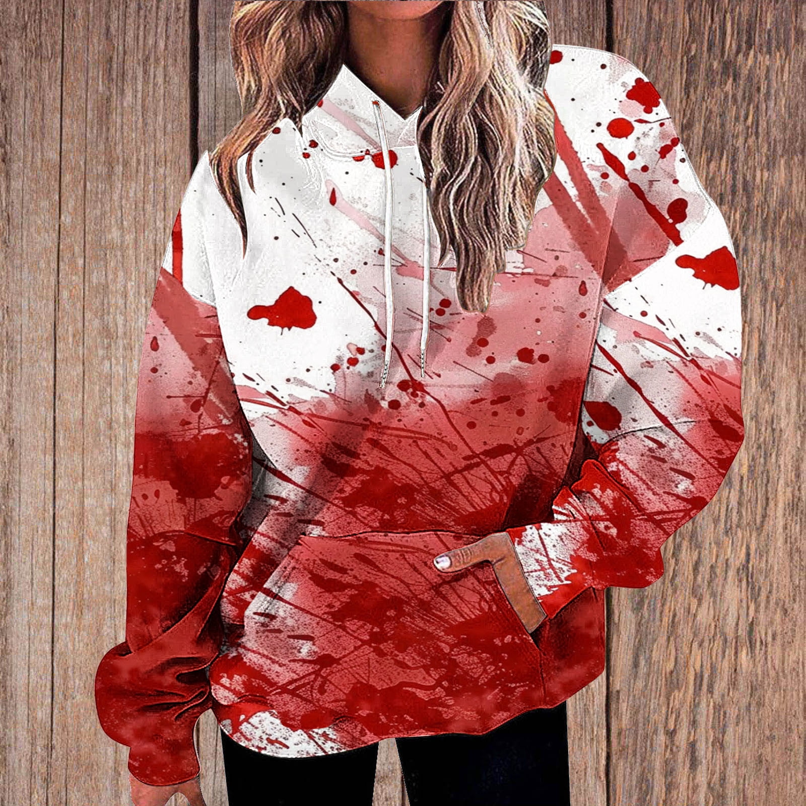 Dasayo Helloween Women's Fashion Hoodies Long Sleeve Red Drawstring ...