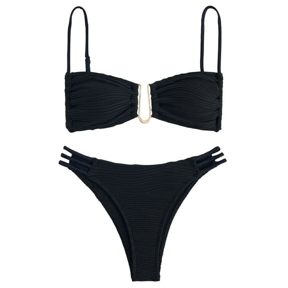 Dasayo High Cut Womens Bikini Cheeky Black Push up Two Piece Fashion ...
