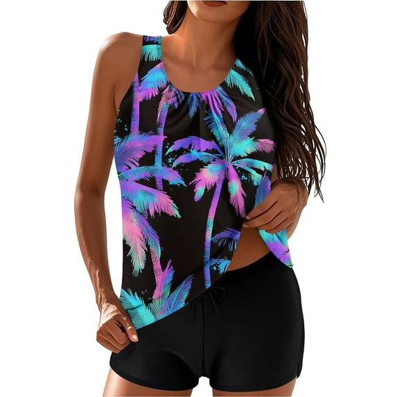 Dasayo High Waisted Womens Tankini Modest Two Piece Tummy Control ...