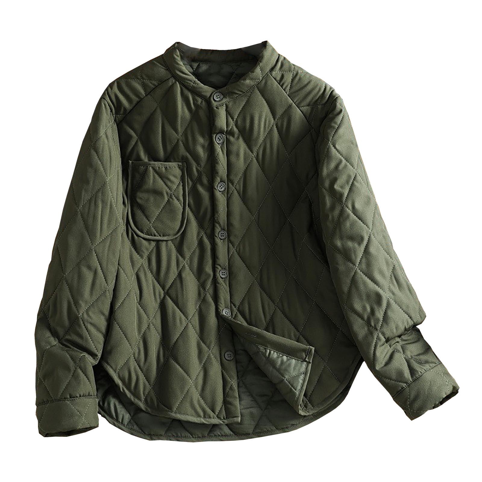 Dasayo Light Weight Women Coats Puffer Quilted Green Winter Soft Coats ...