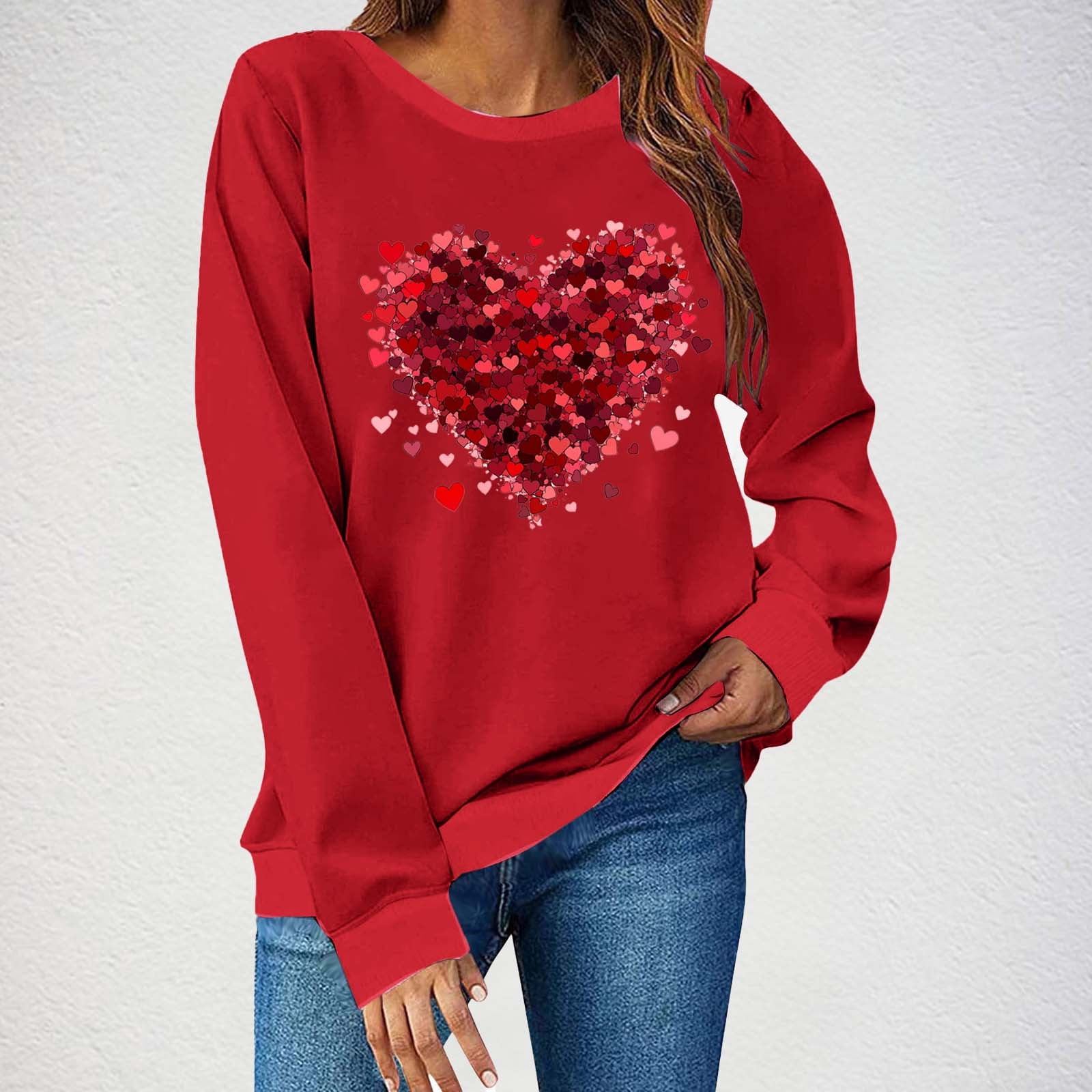 Dasayo Light Weight Womens Sweatshirt Valentine's Day Cute Red Shirts ...