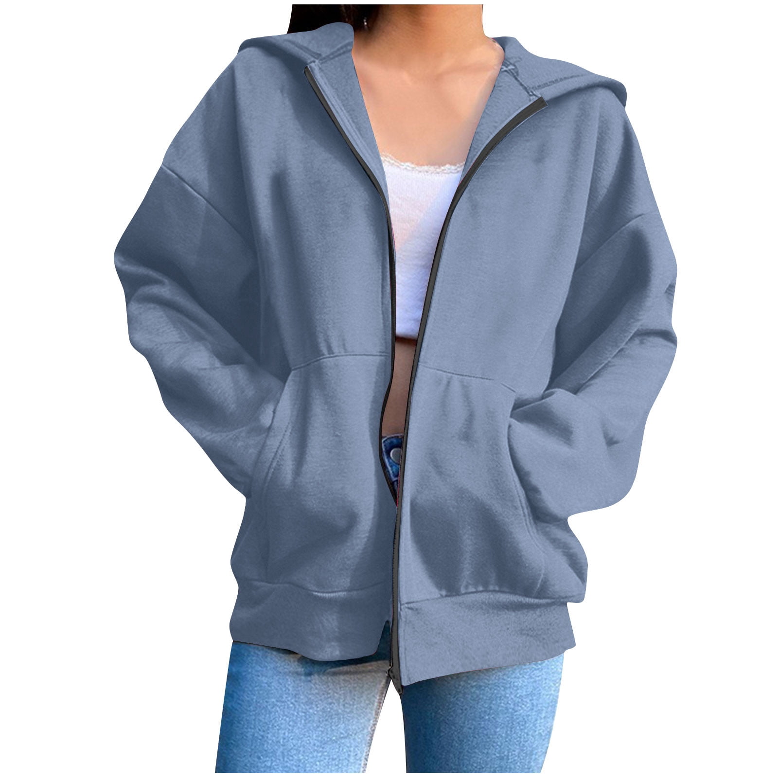 Dasayo Long Sleeve Womens Hoodie Sweatshirts Hooded Full Zip up Light ...