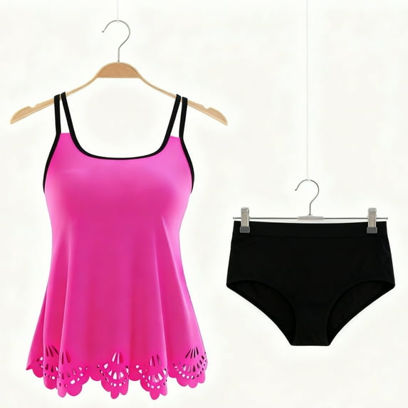 Dasayo Modest Swimsuit for Women Tummy Control Two Piece High Waisted ...