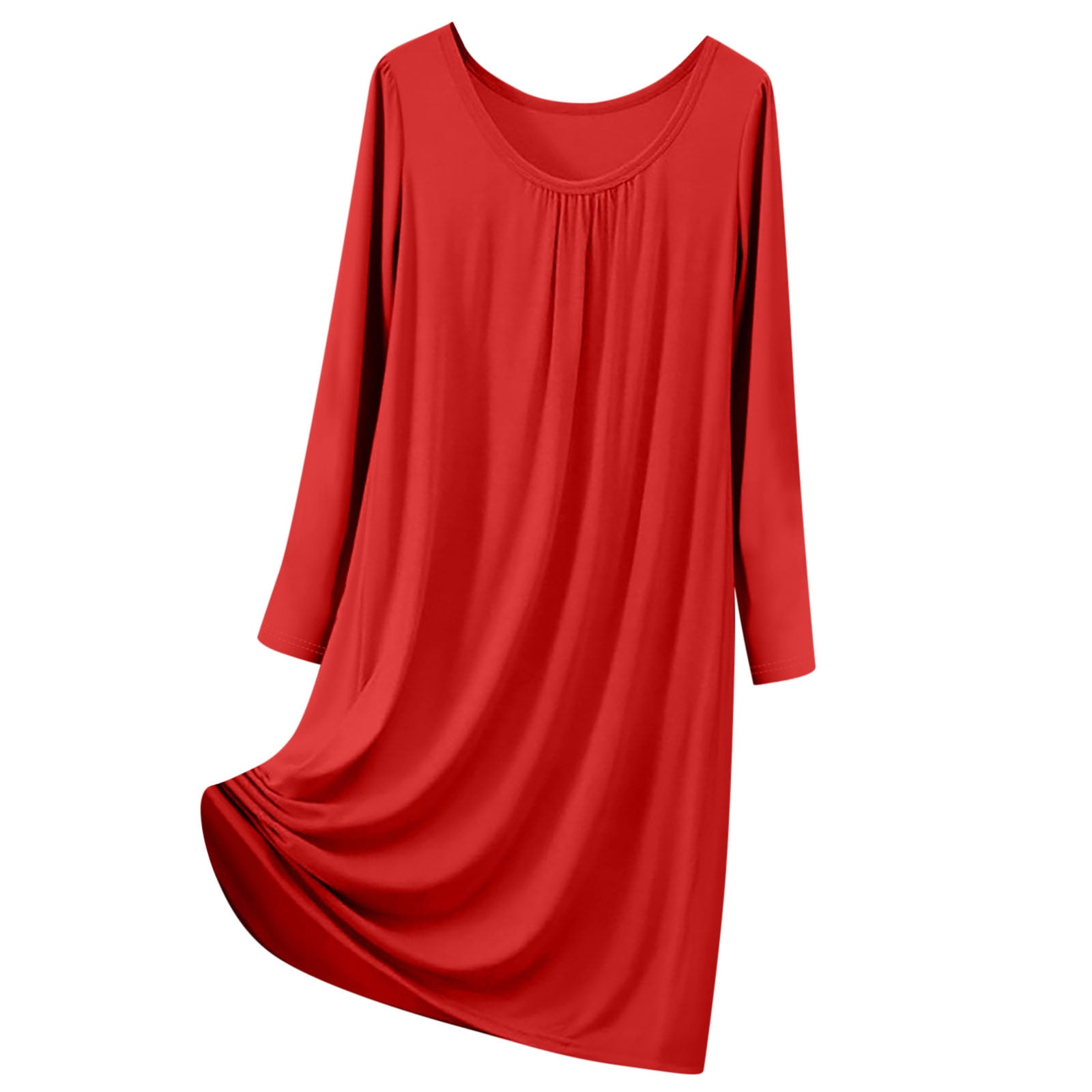 Dasayo Pleated Nightgowns for Women Plus Size Red Night Shirts ...