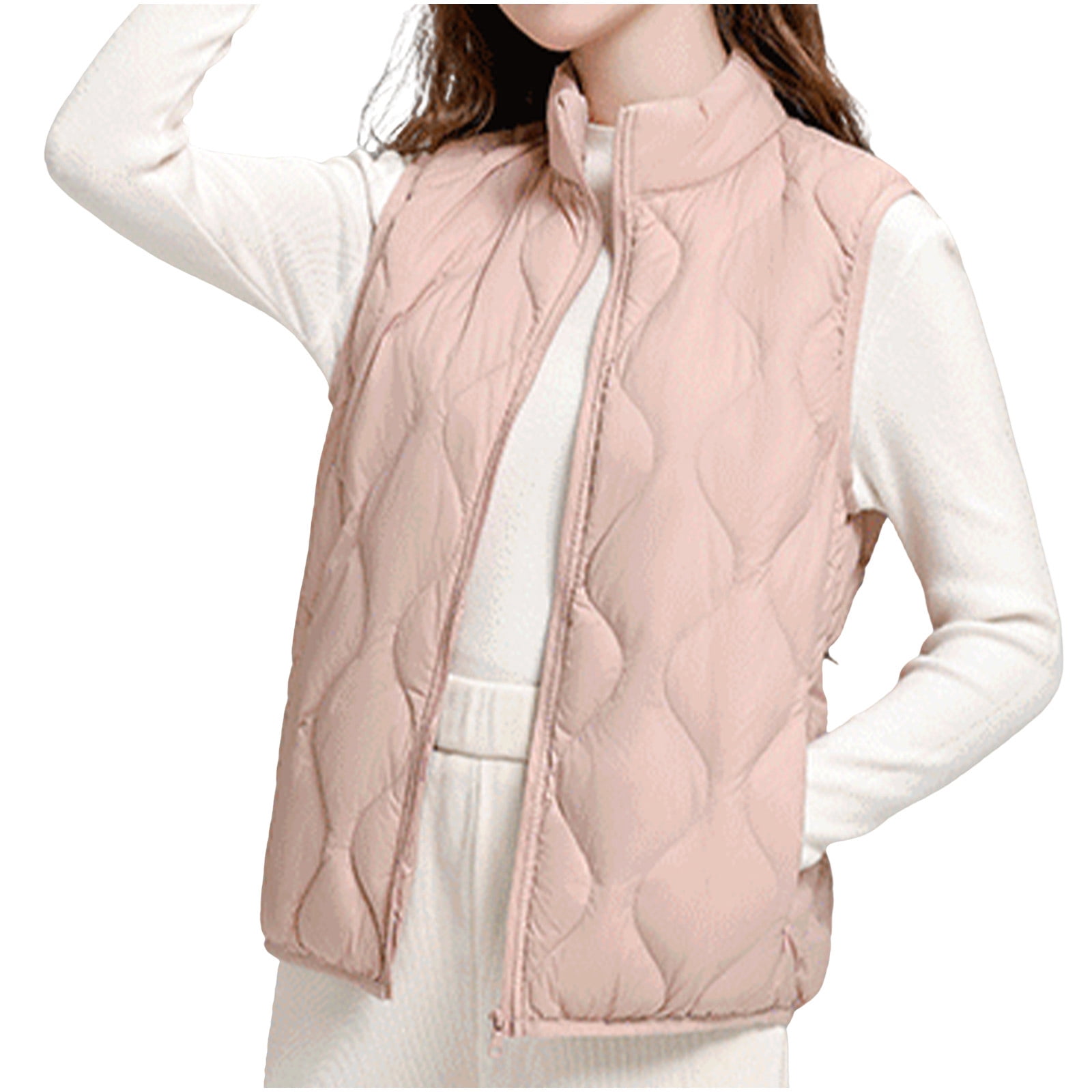 Dasayo Puffer Women's Coats Zip up Oversized Lightweight Pink Homewear ...