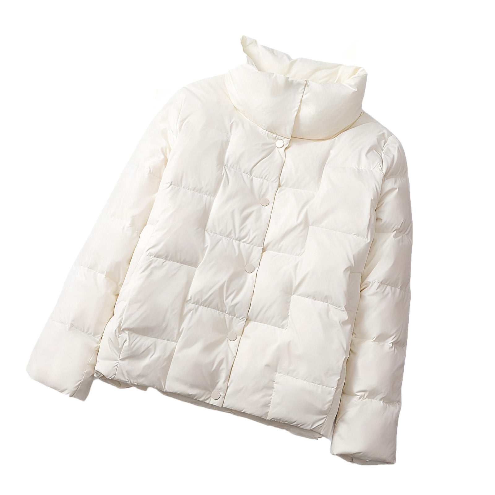 Dasayo Quilted Coats for Women Barn Windbreaker White Buttons Ski Collared Coats Shacket Women L ...