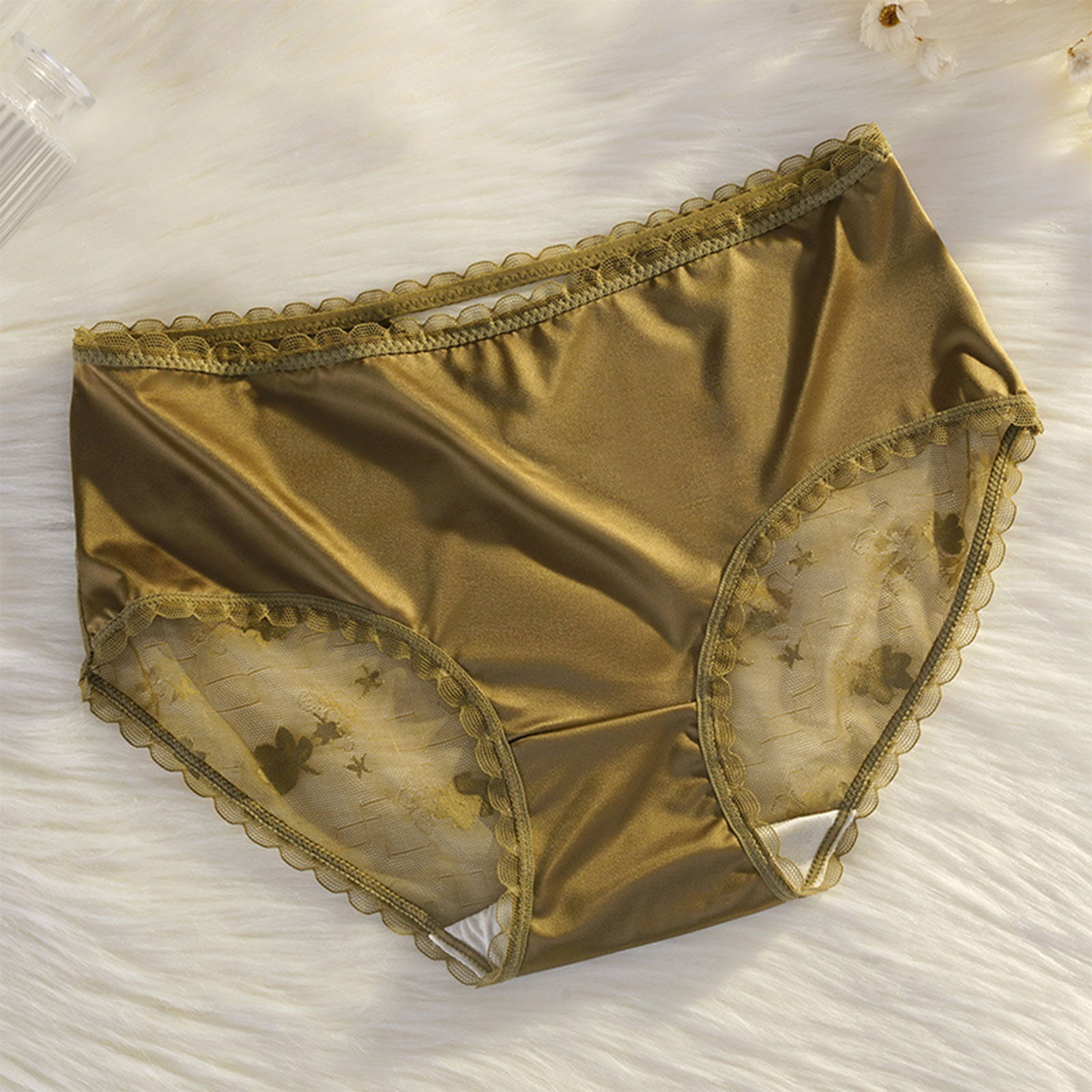 Dasayo Seamless Lingerie for Women Green Cheeky Lace Trim Full Coverage ...