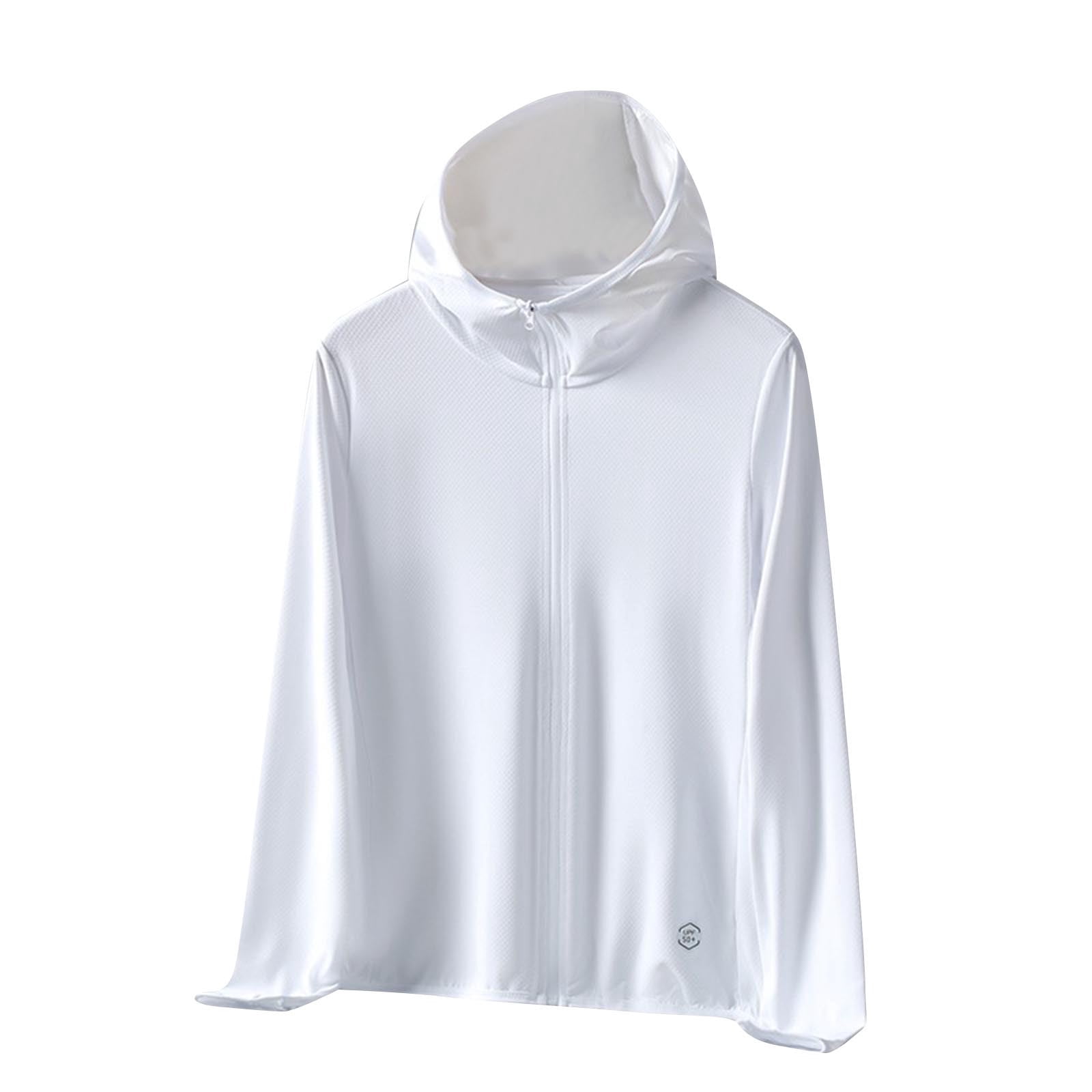 Dasayo Sport Womens Coats Uv Protection Full-Zip Hooded White Jackets ...