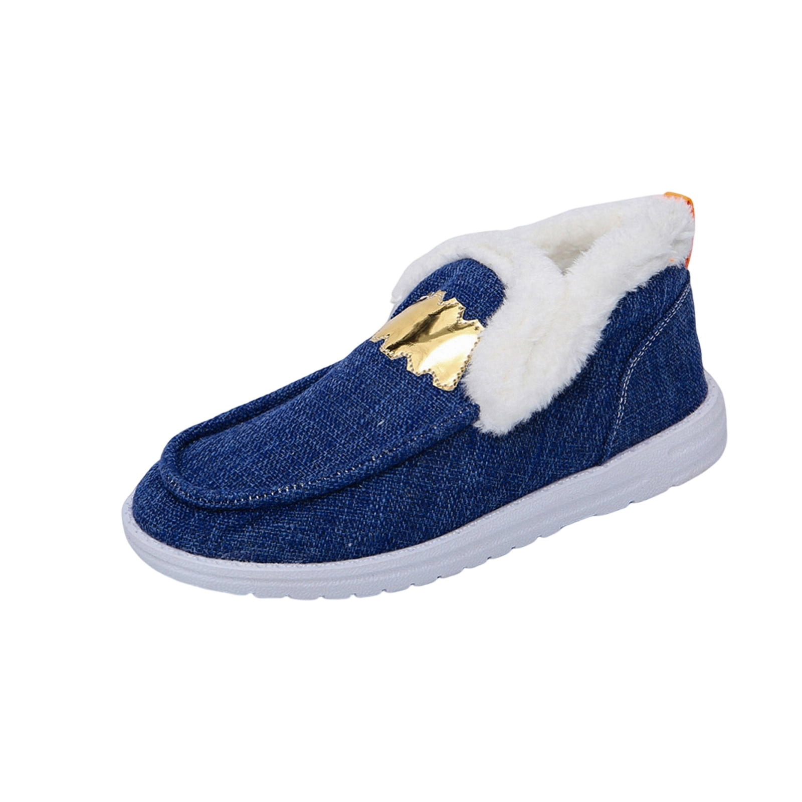 Dasayo Winter Woman Boots Ankle Furry Blue Flat Snow House Fleece Lined ...