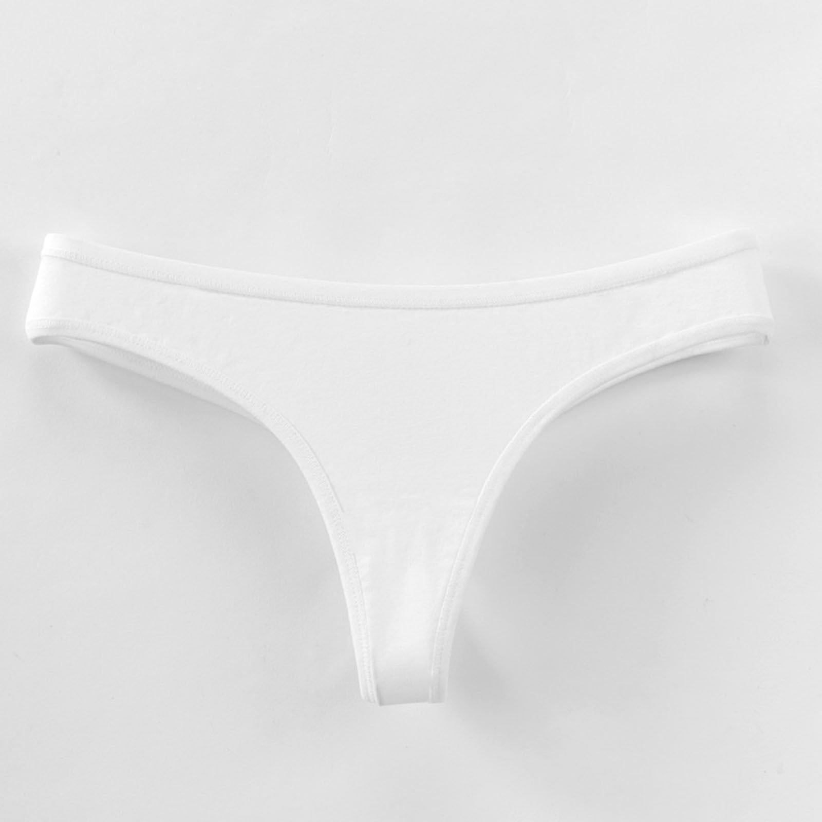 Dasayo Women Bras Clearance $3 Cotton Cheeky White Solid Low Waist Cheeky V-Strings Thong Womens ...