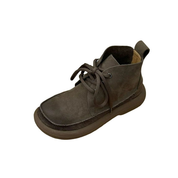 Dasayo Womens Booties Cowboy Ankle Gray Western Faux Leather Round Toe Lace up Shoes Women's ...