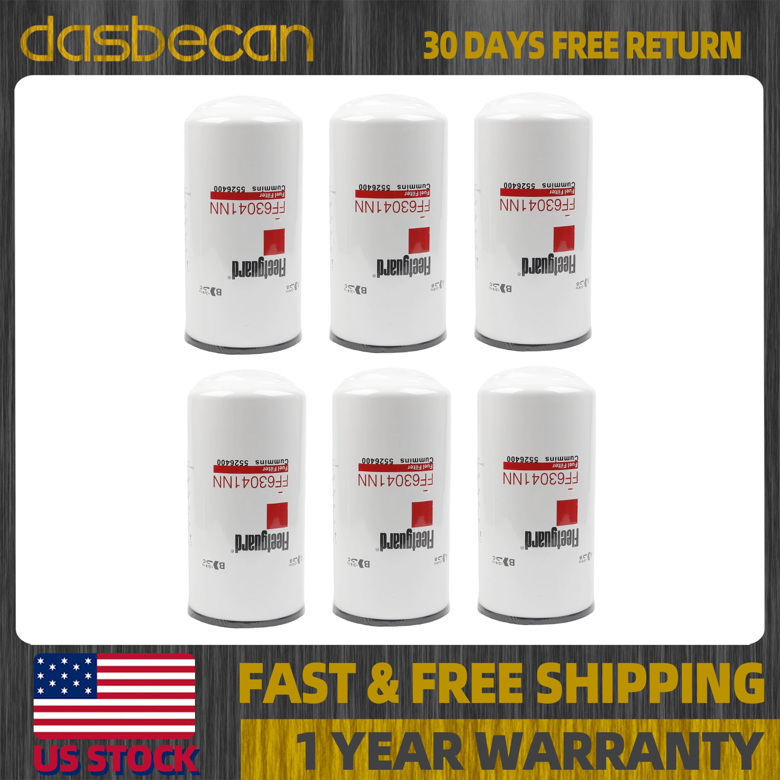 Dasbecan 6 Pcs Replace FF63041NN Fuel Filter FF63041NNEB For Cummins # ...