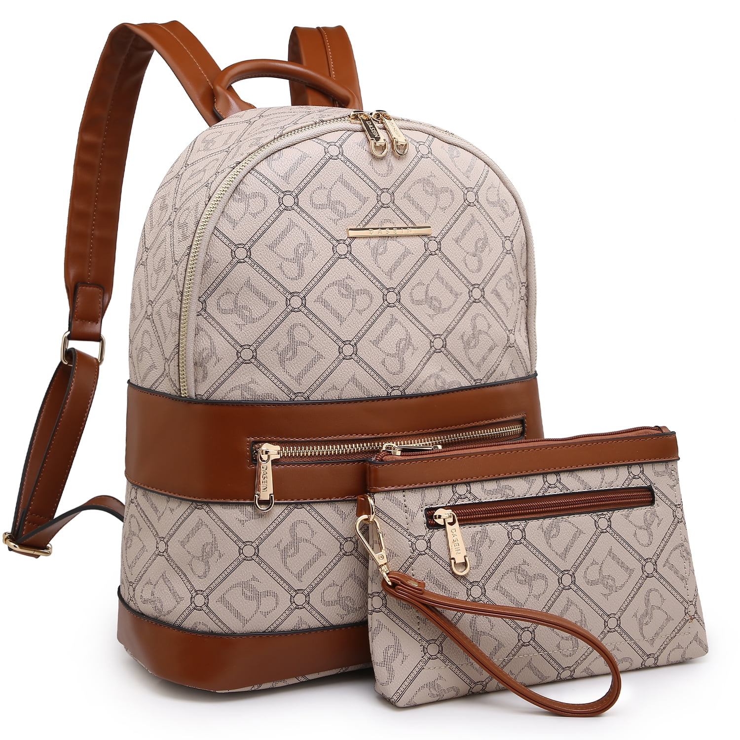 Dasein Monogram/Signature Logo Faux Leather Backpack with Matching ...