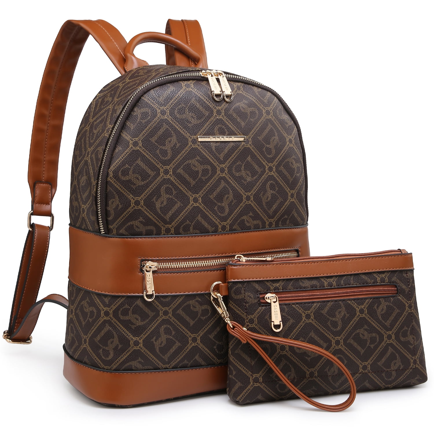Dasein Monogram/Signature Logo Faux Leather Backpack with Matching ...