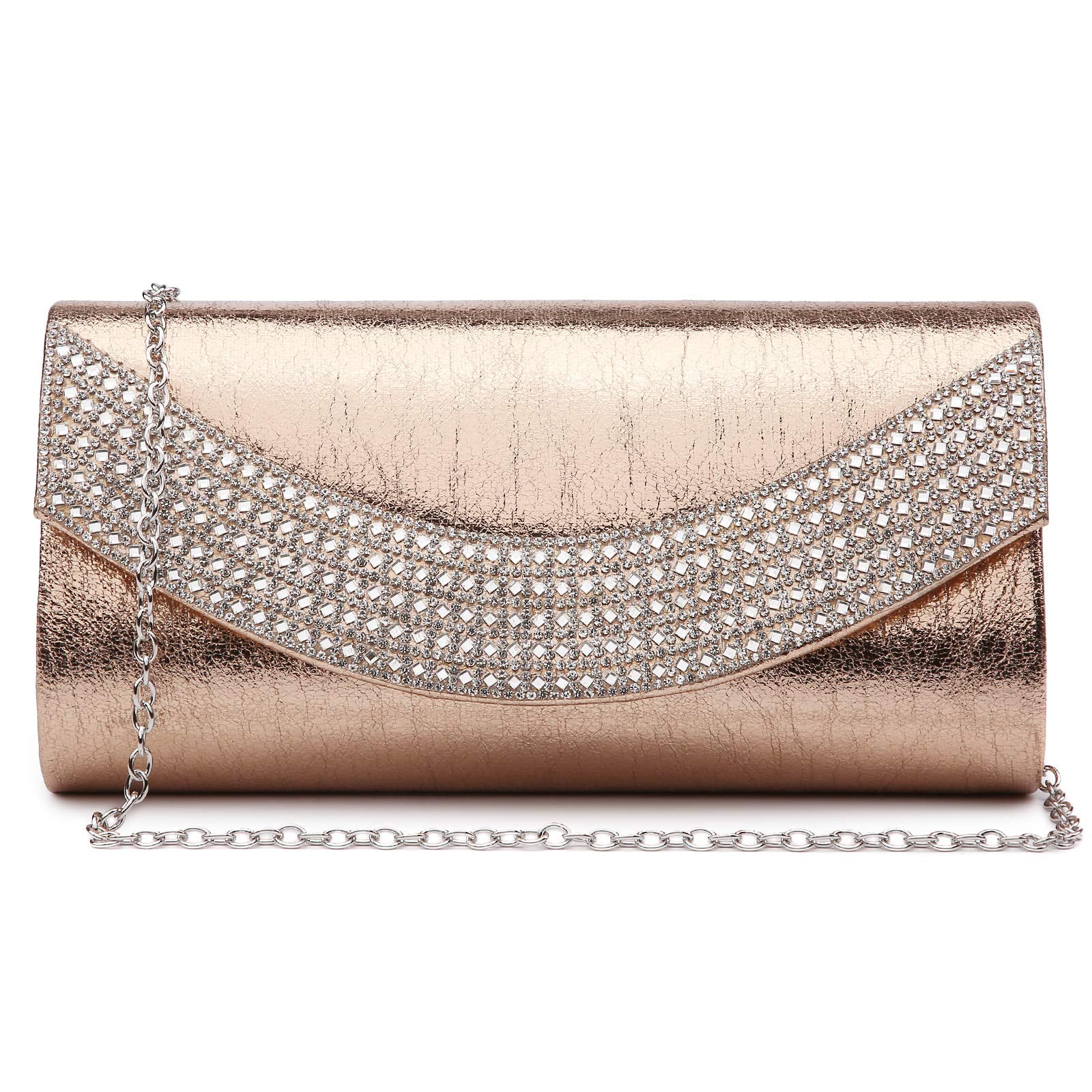 Dasein PU Leather Clutch Purse, Rhinestone Polyester Evening Bag ...