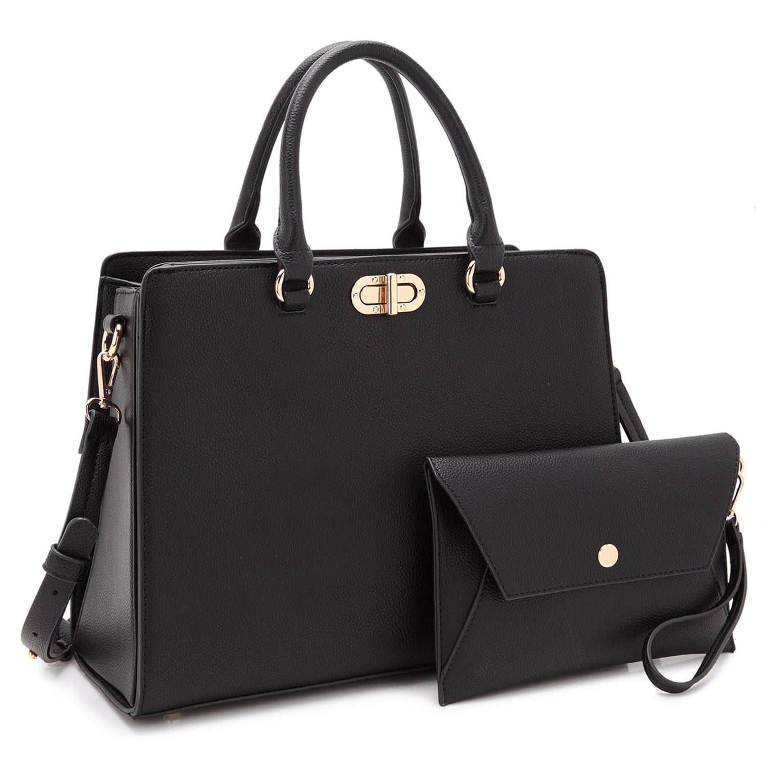 Dasein Women Vegan Leather Satchel, Shoulder Tote Handbag with Clutch ...