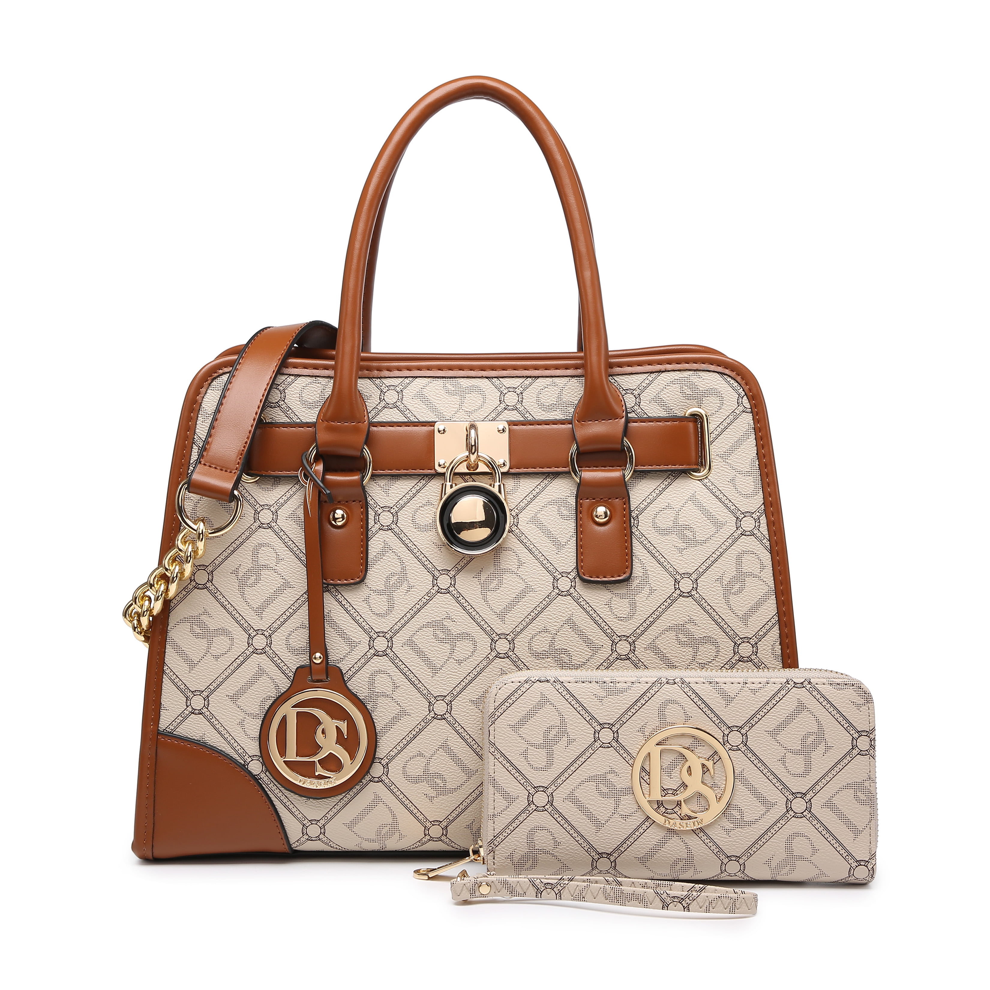 Dasein Women's Medium Size Leather Tote Handbag, Top Handle Satchel ...