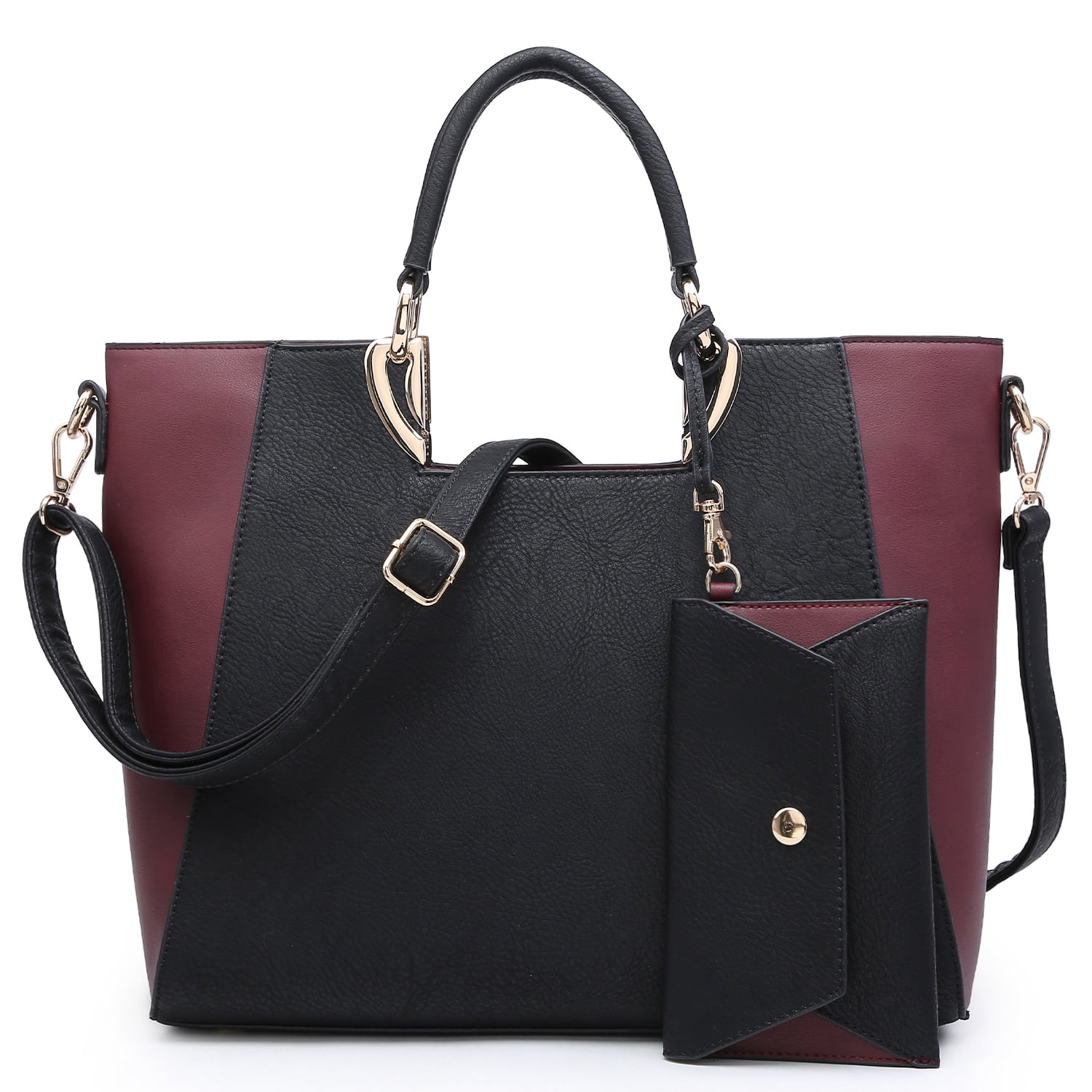 Dasein Women Two Tone Handbag, Vegan Leather Shoulder Tote Hobo Work ...