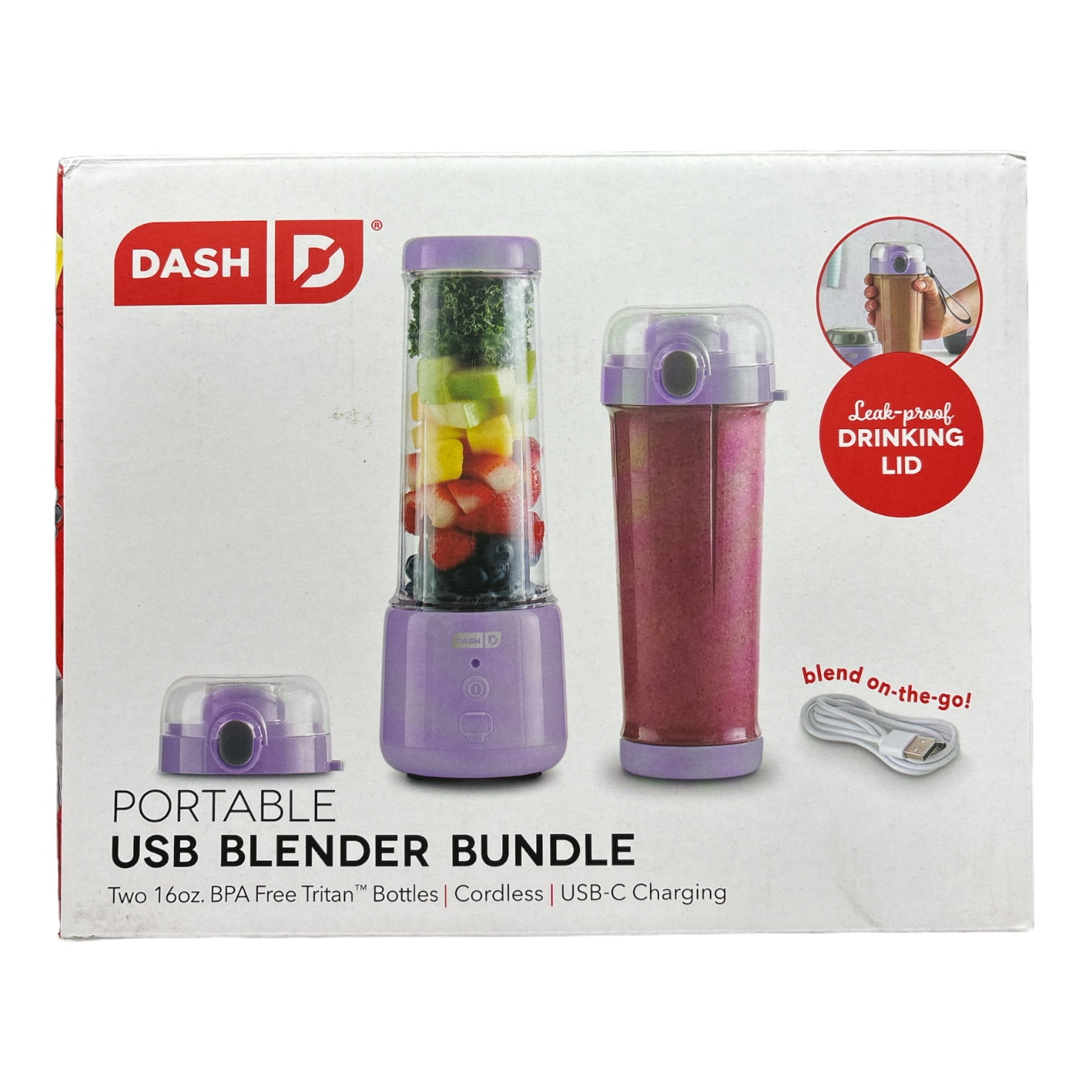 Dash 16oz Portable USB Blender Bundle w/ Extra Jar, BPA Free, Compact ...
