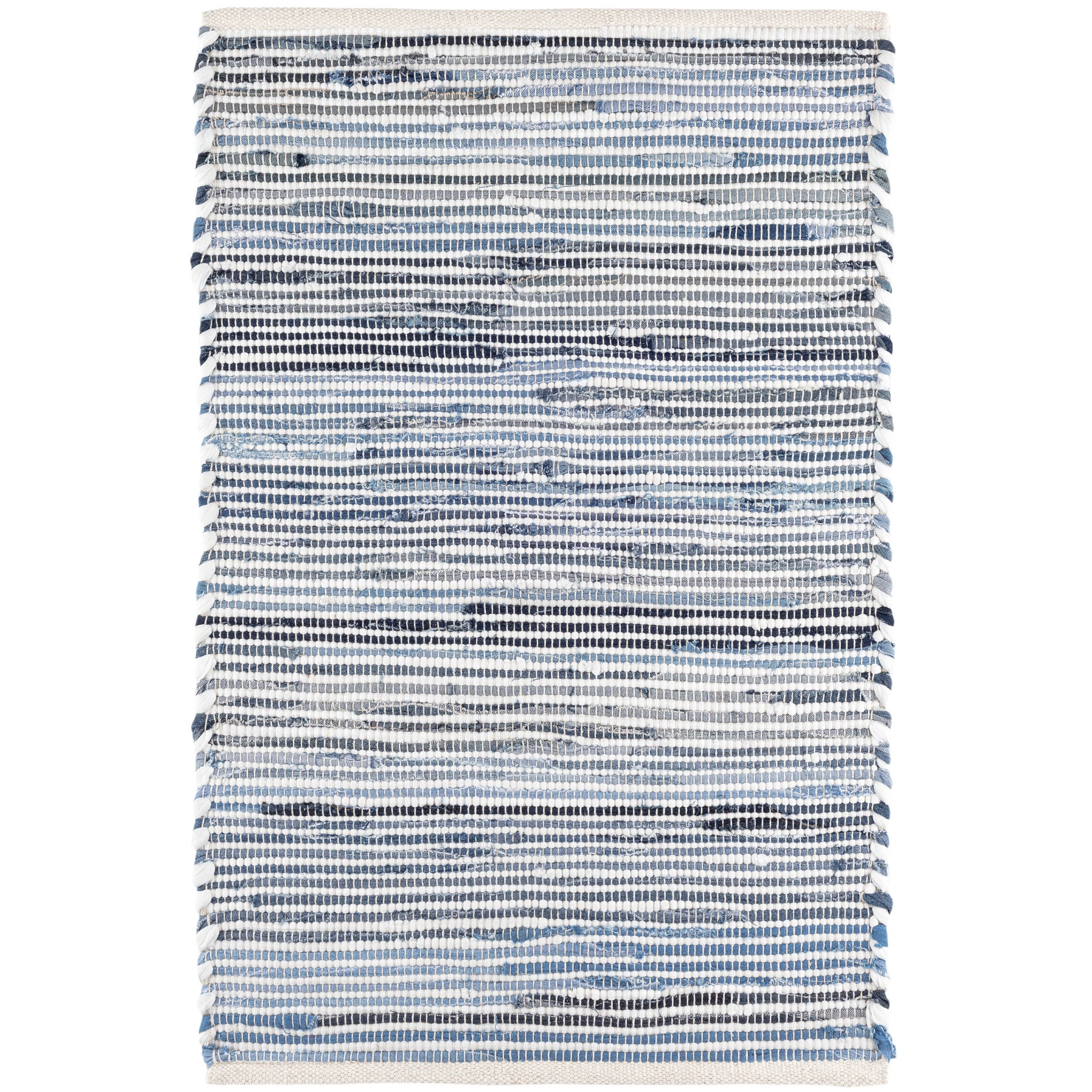 Dash & Albert Denim Rag Ribbed Handwoven Cotton Rug, 5' x 8', Blue ...