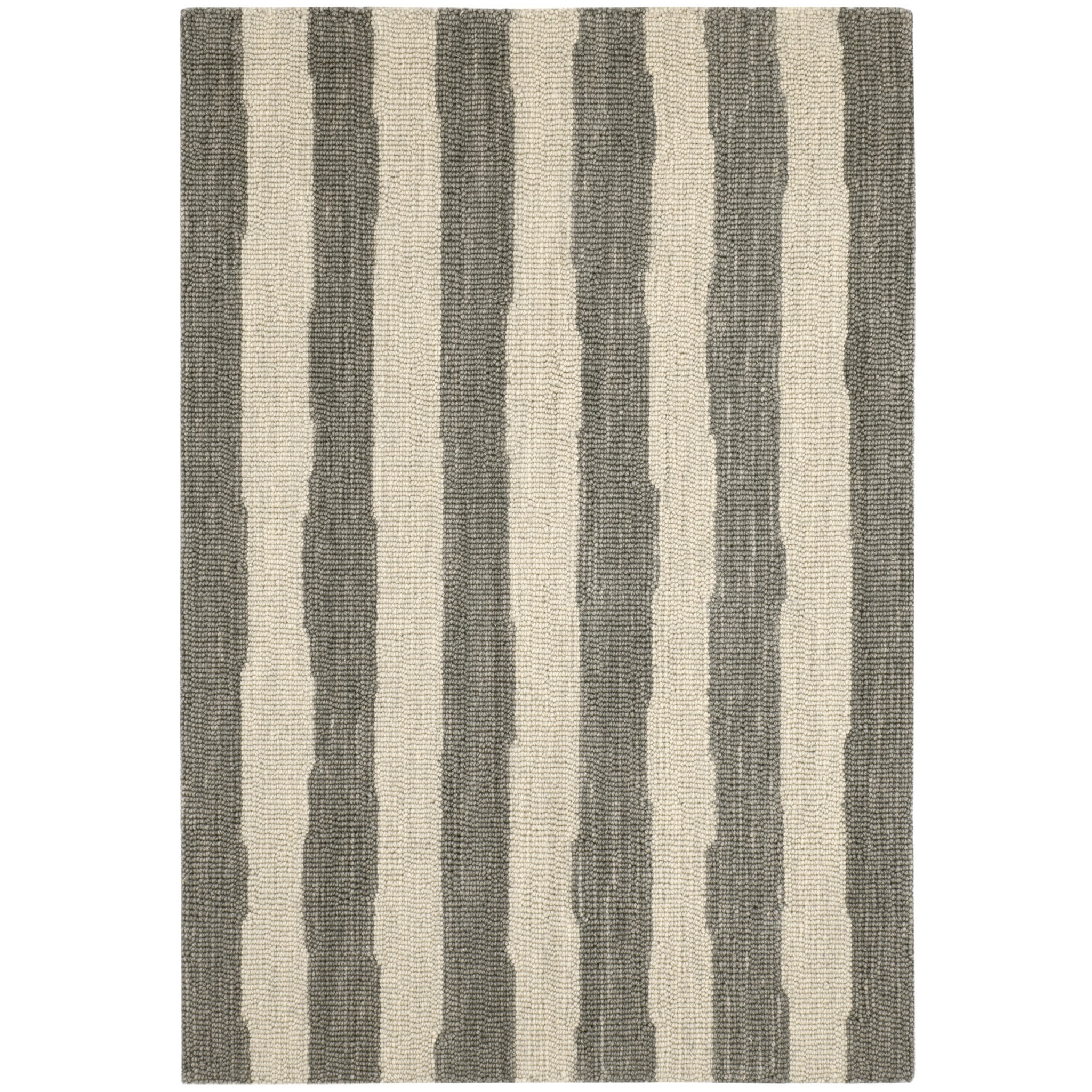 Dash & Albert Silas Stripe Hand Micro Hooked Wool Rug, 8' x 10', Grey ...