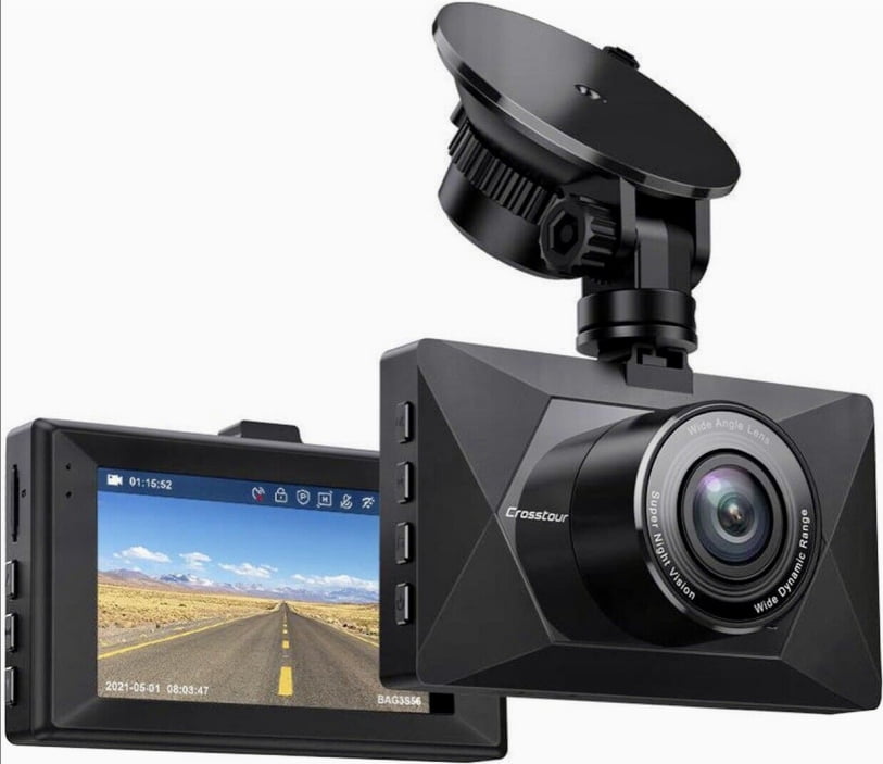 Dash Cam 1080P Crosstour DVR Car Driving Recorder 3 Inch LCD Screen 170 ...