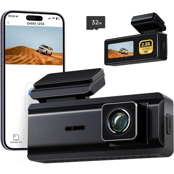 Dash Cam 2.5K WiFi, Dash Camera for with 32GB Card, Mini Dashcam Camera ...