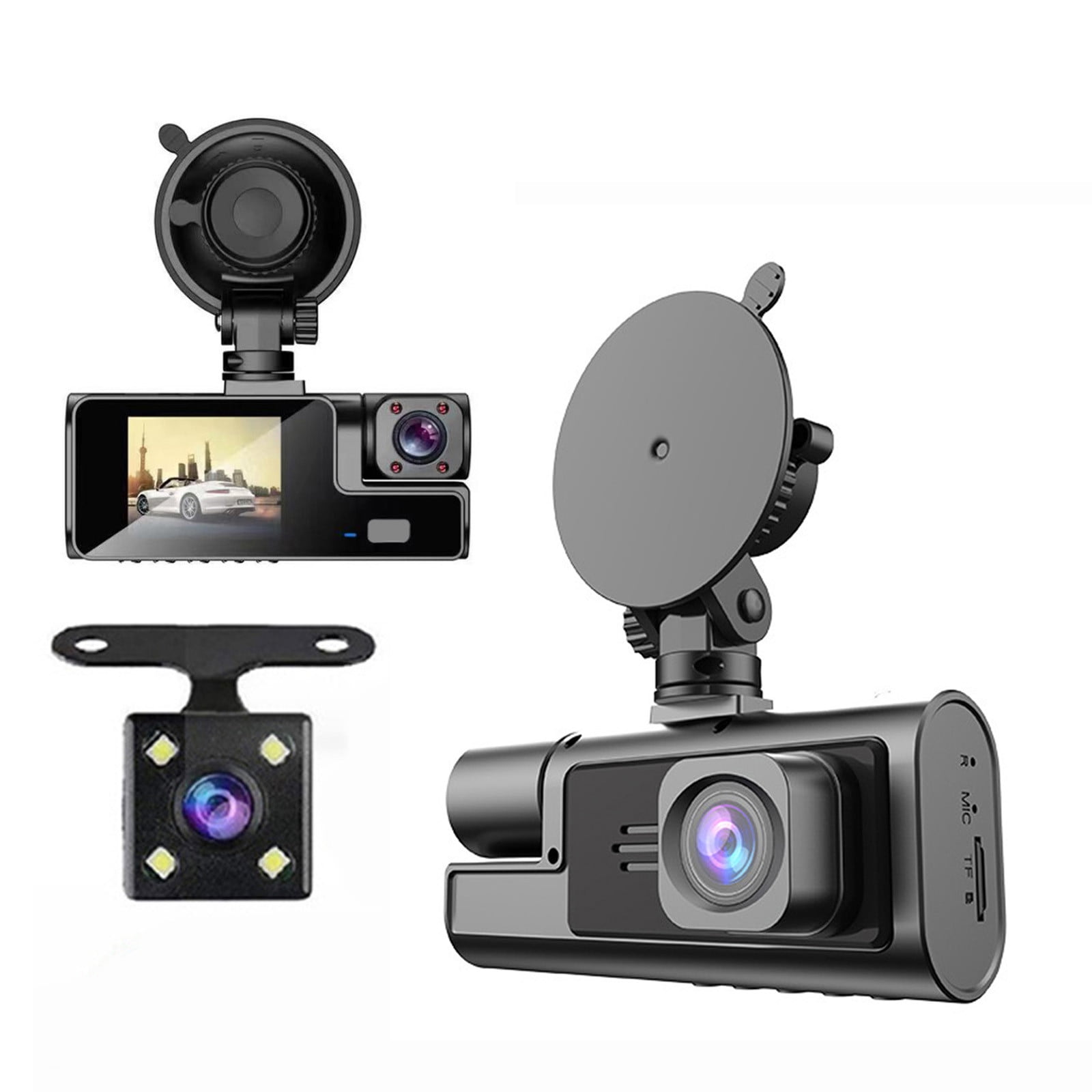 Dash Cam 3 Channel Front Inside Rear | 1080P Dash Camera for Cars ...