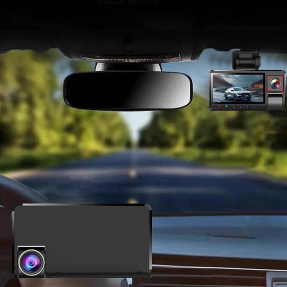 Dash Cam 3 Inch Screen 1080P Triple Camera Car Recorder Night Vision ...